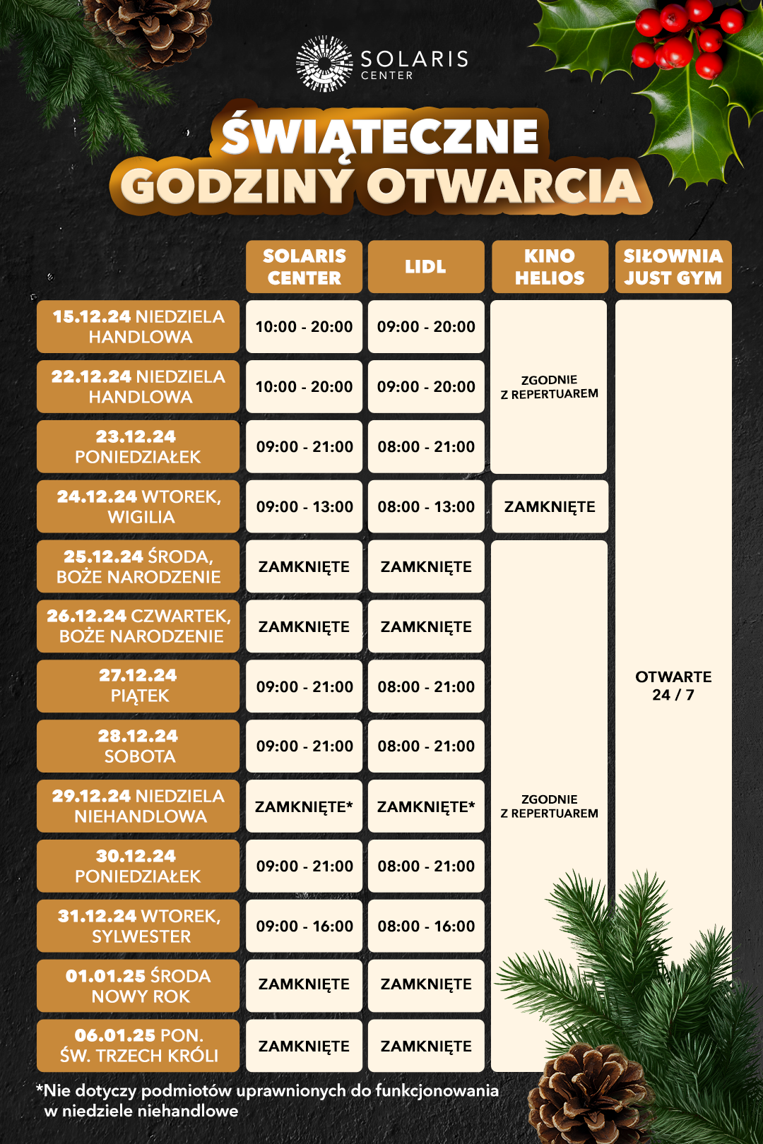 Świąteczne godziny otwarcia w Solaris Center | Solaris Center